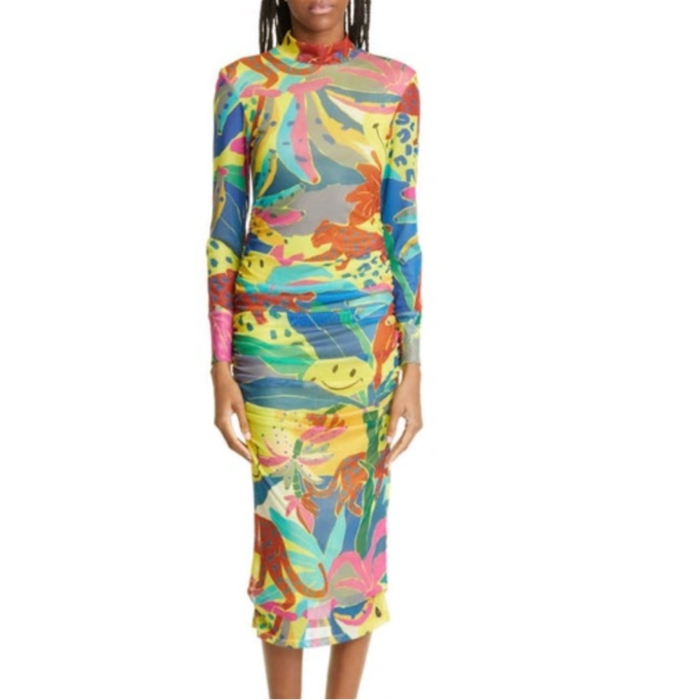 FARM RIO X Smiley Leopard Jungle Long sleeve dress - Gem